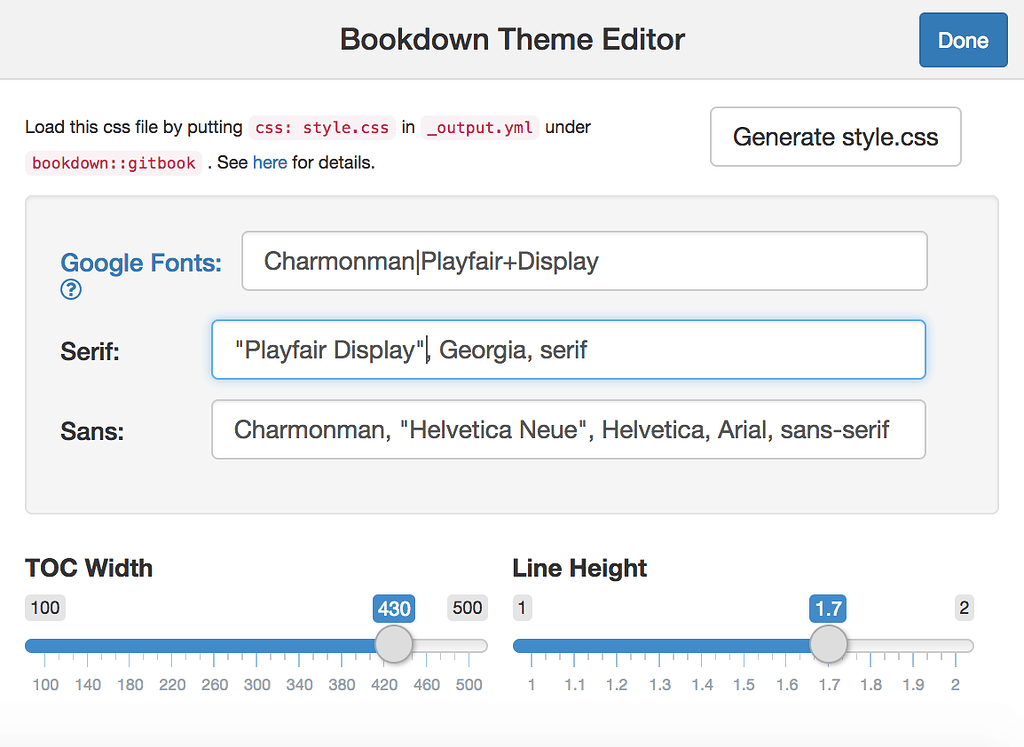 Bookdown contest submission: bookdownThemeEditor: RStudio Addin for ...