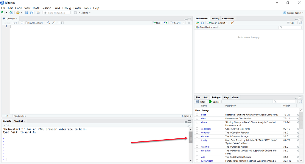 Console window vertical scroll bar not working - RStudio IDE - Posit ... Console window vertical scroll bar not working - RStudio IDE - Posit ...