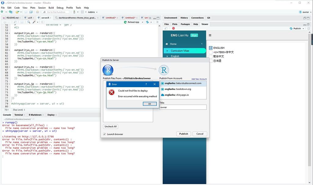 > runApp() Error in basename(all_files) : file name conversion problem -- name too long? - shiny ...