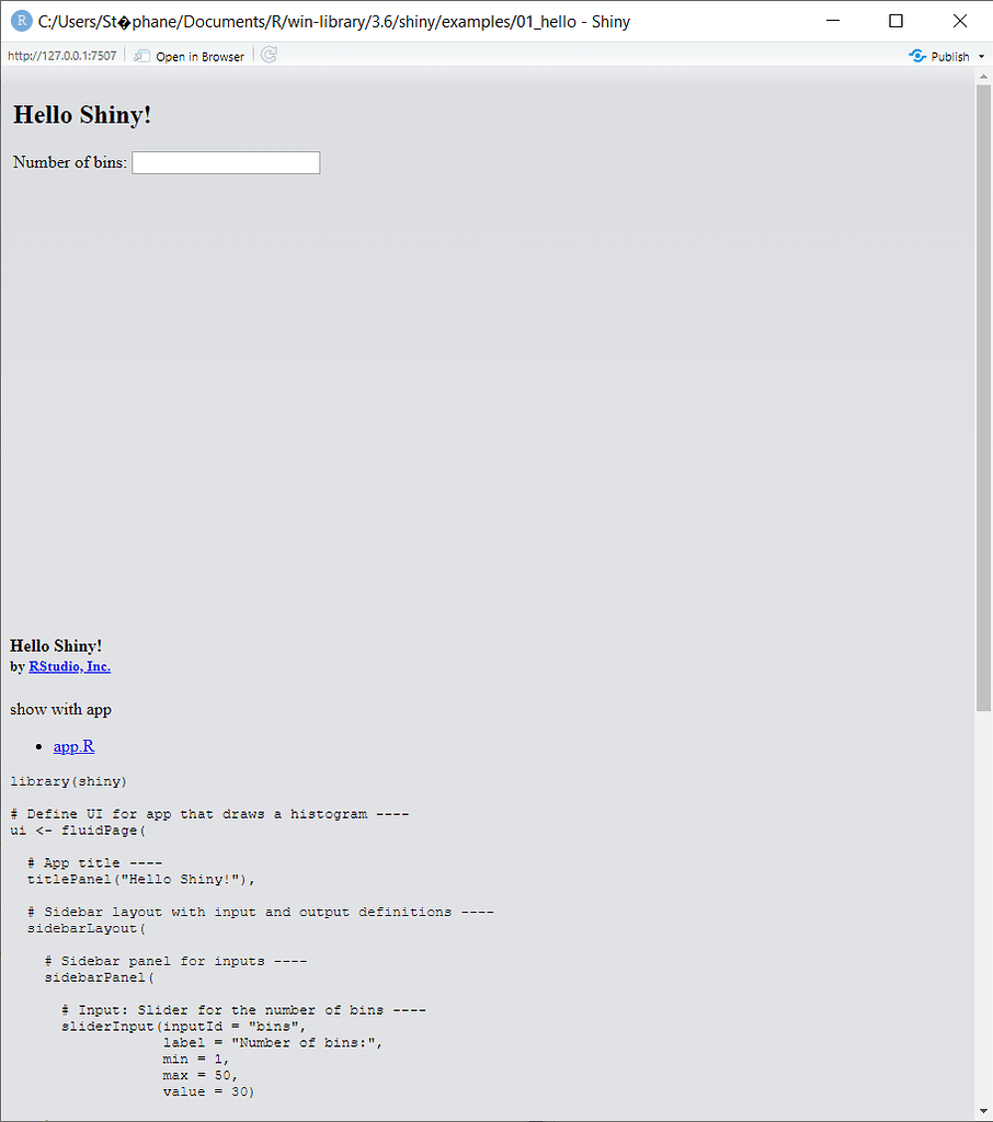 [help ?] Default Shiny app not rendering after fresh install :-( - shiny - Posit Community