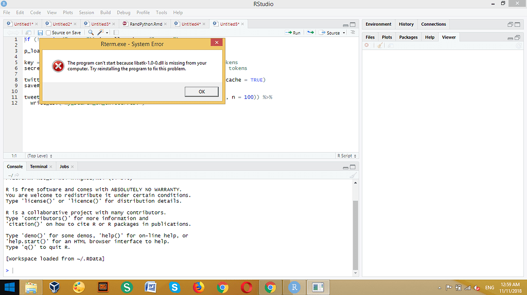 Rterm.exe -System Error when RStudio is launched - RStudio IDE - Posit Community