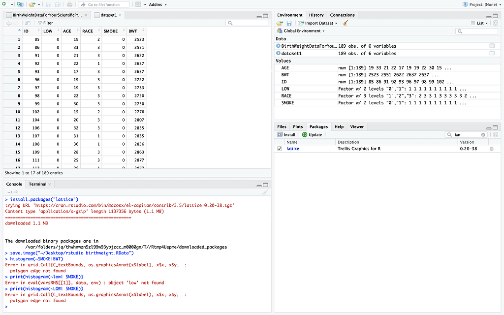 creating histogram with lattice installed - General - Posit Community