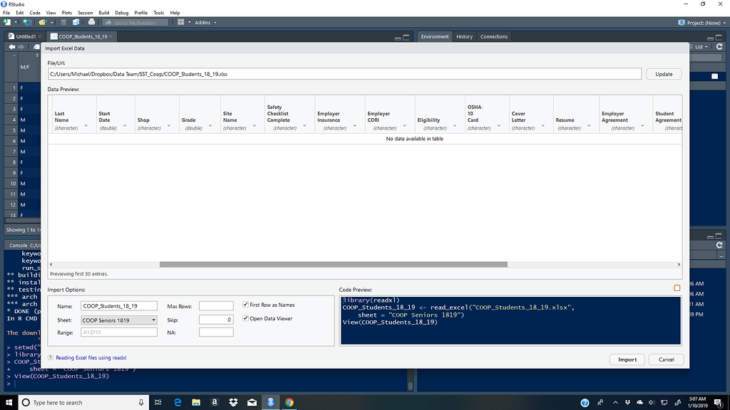 Only column names showing in environment pane. - RStudio IDE - Posit Community