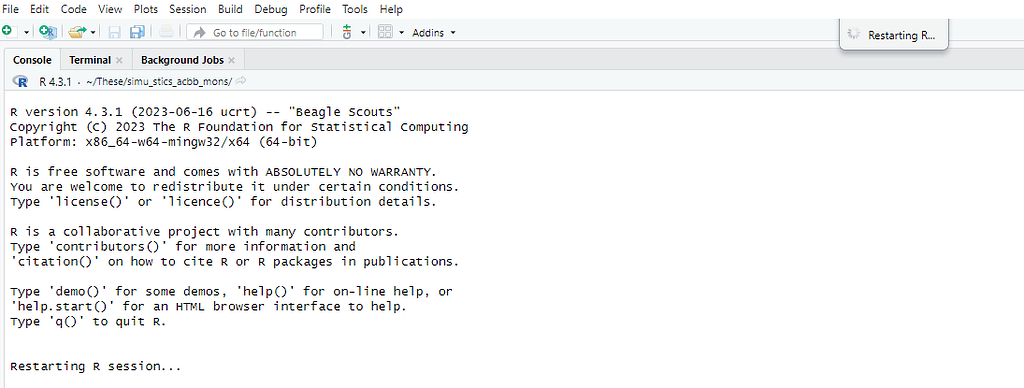 RStudio freezes when using CTRL+SHIFT+F10 to restart session after ... RStudio freezes when using CTRL+SHIFT+F10 to restart session after ...
