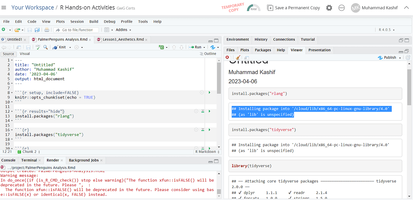 Hiding the clutter text of a code chunk - General - Posit Community