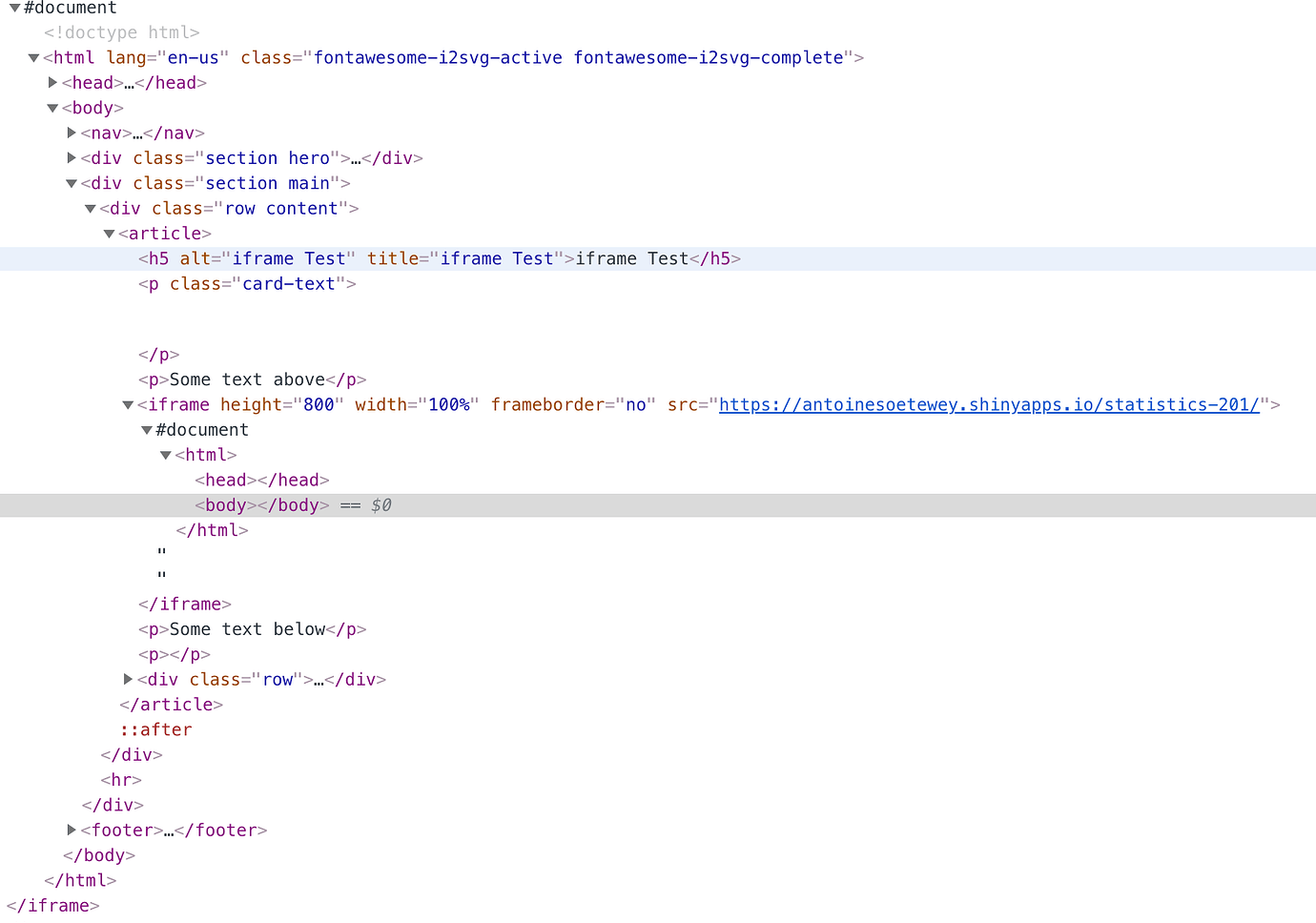 Empty Shiny iFrame using Blogdown - shiny - Posit Community