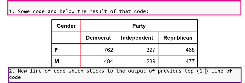 How to create a space (break) between output of code and next line when rendering to docx in ...