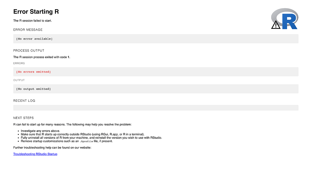 Error Starting R with the latest open source version - RStudio IDE ...