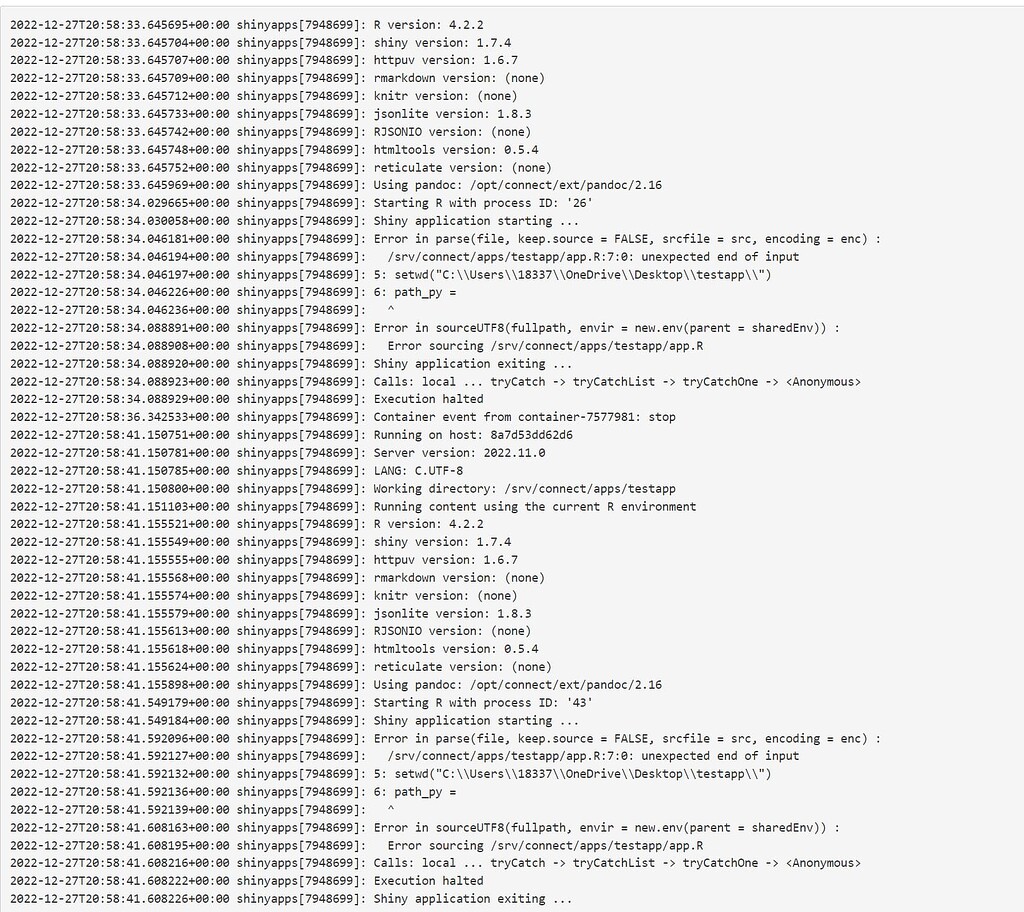 shiny app shows error code 1 but works fine in my local page - shinyapps.io - Posit Community