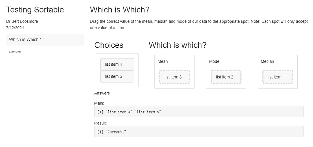 question type for single mix and match with sortable in learnr - recommendations - shiny - Posit ...