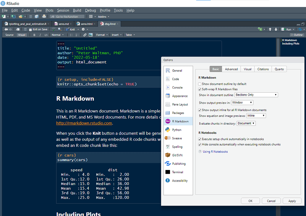 Rmarkdown Knitr Doesnt Process Code Chunks When Generating Preview Or