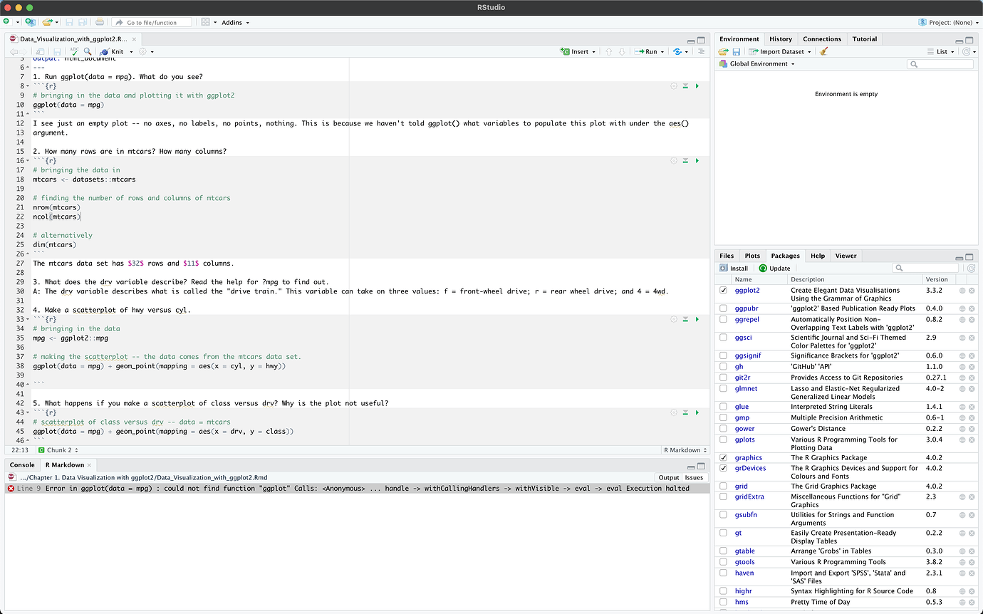 Could not find ggplot() function despite being loaded in? - Publishing Your Results - Posit ...