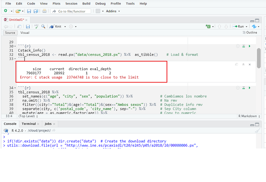 Error C Stack Usage 23744748 Is Too Close To The Limit General Posit Community