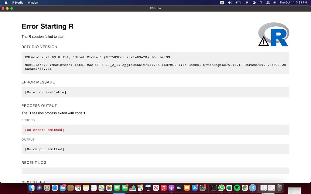 Download R studio on MacBook Pro Big Sur and error appears in R studio ...