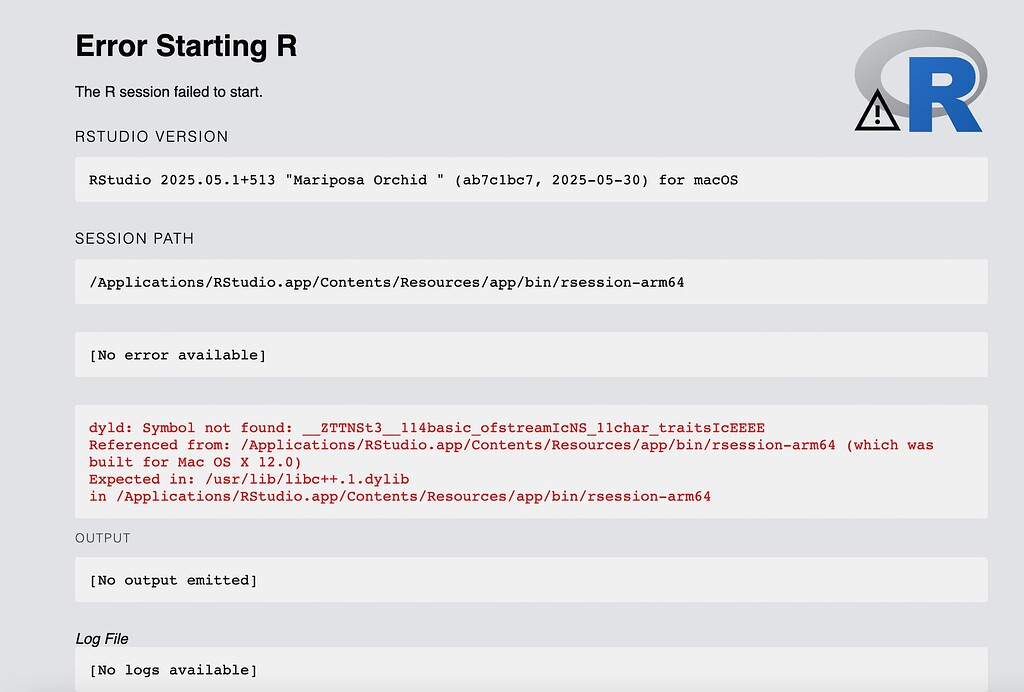 Rstudio Error loading - General - Posit Community