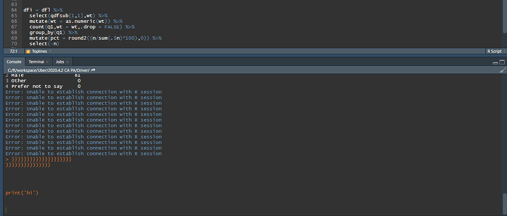 Console repeatedly getting stuck, not responding to any commands - RStudio IDE - Posit Community
