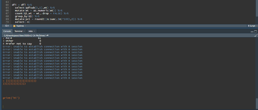 Console repeatedly getting stuck, not responding to any commands - RStudio IDE - Posit Community