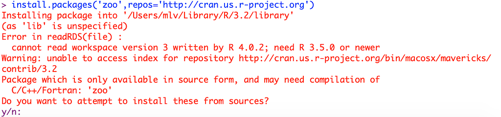 Problem installing zoo package - General - Posit Community