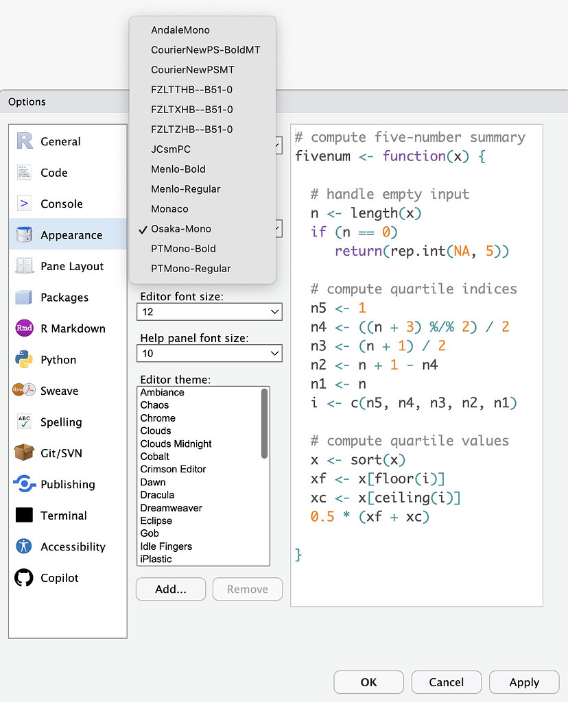 Custom monotype fonts not listet in Editor settings - RStudio IDE - Posit Community