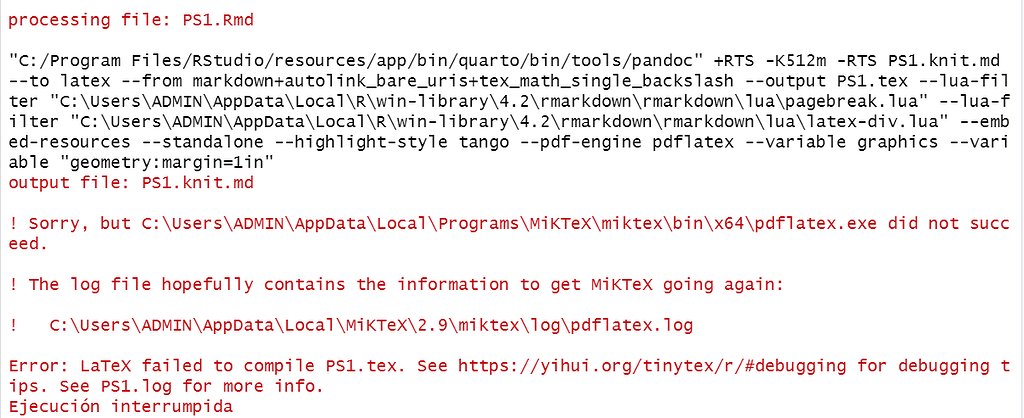Trying to Knit in R Markdown but PDF doesn't work. Please help! - Publishing Your Results ...