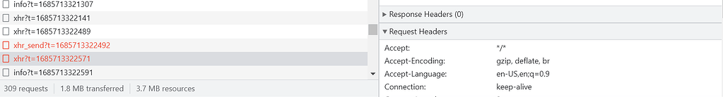 How can I edit shiny-server's sockJS websocket to add content-type headers to its heartbeat ...