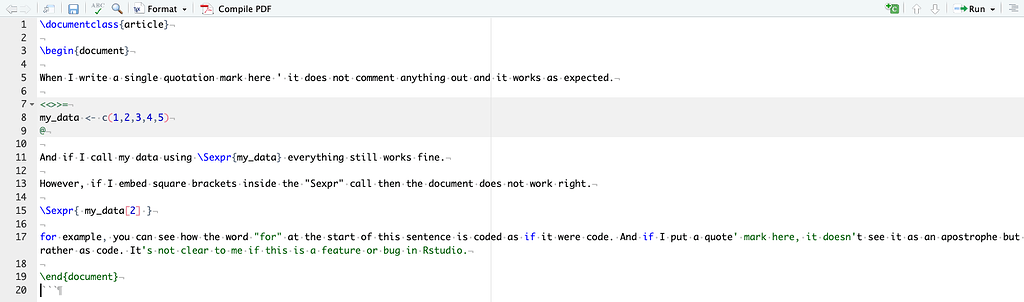 problems using square brackets within \Sexpr in Sweave files - RStudio ...