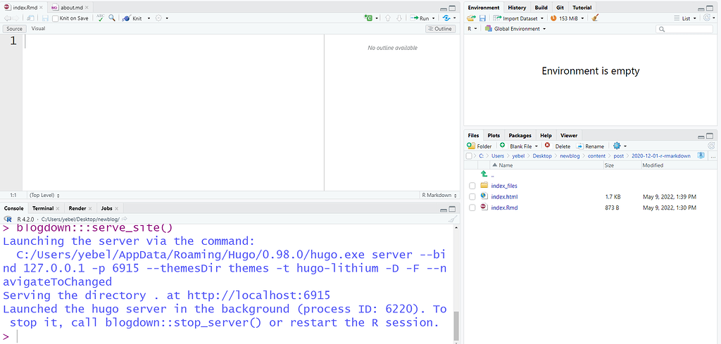 When I run the default `blogdown website` in RStudio, I can't get syntax. - Publishing Your ...