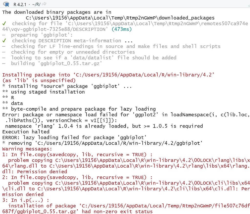 Error Installing Ggbiplot In R Version 421 General Posit Community