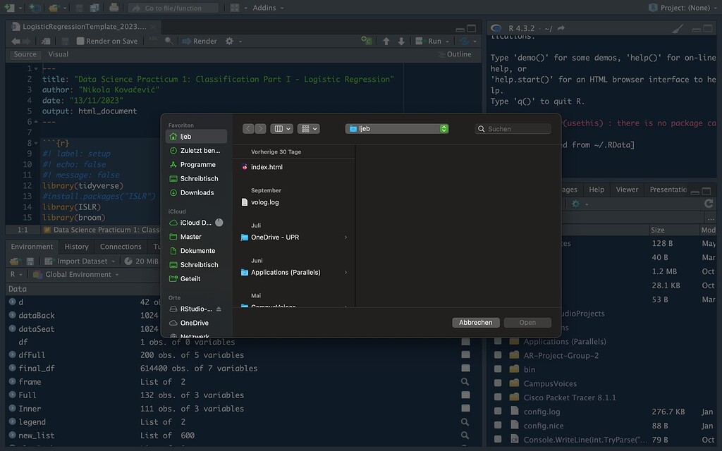 My Finder inside R Studio on Mac is in German everything else is in ...