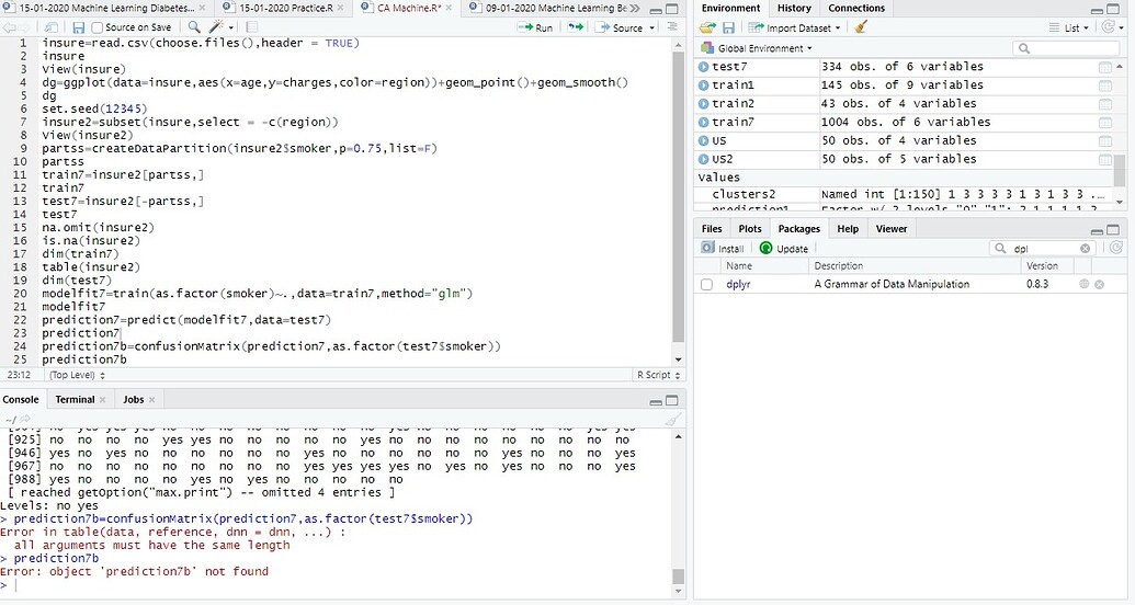 Error in table(data, reference, dnn = dnn, ...) : all arguments must have the same length error ...