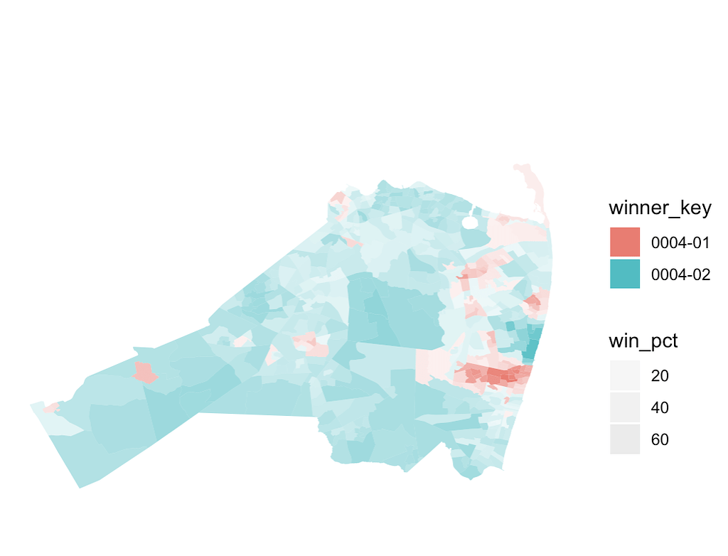 Making election results maps/plots with fill by vote share when there are more than two ...