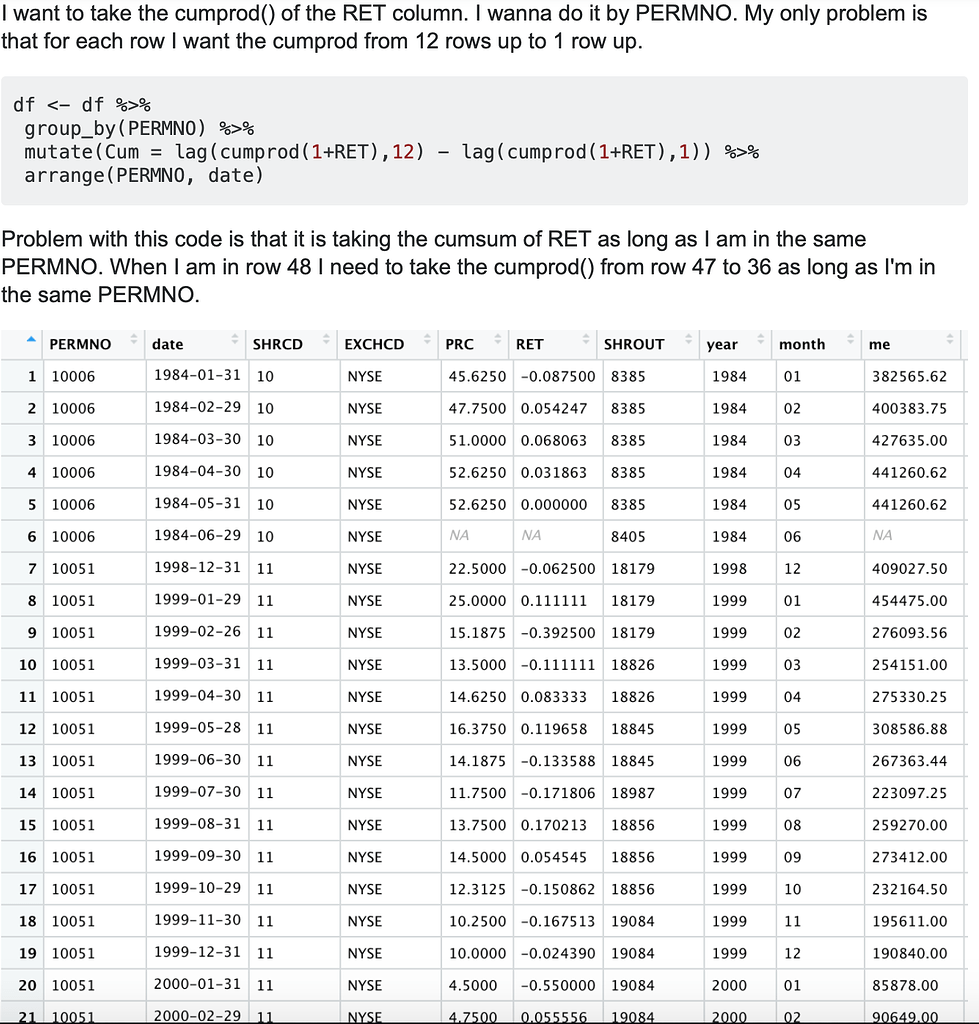 Cumprod() by the last 12 number of rows minus the last grouped_by ...