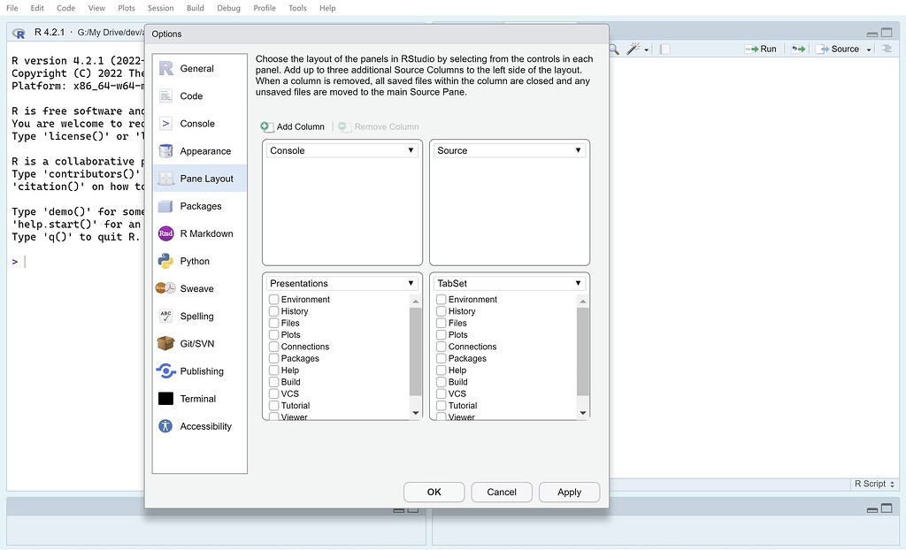 Keep only 2 panes out of 4 - RStudio IDE - Posit Community