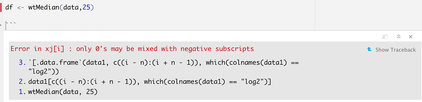 Error In Xj I Only 0s May Be Mixed With Negative Subscripts General Posit Community