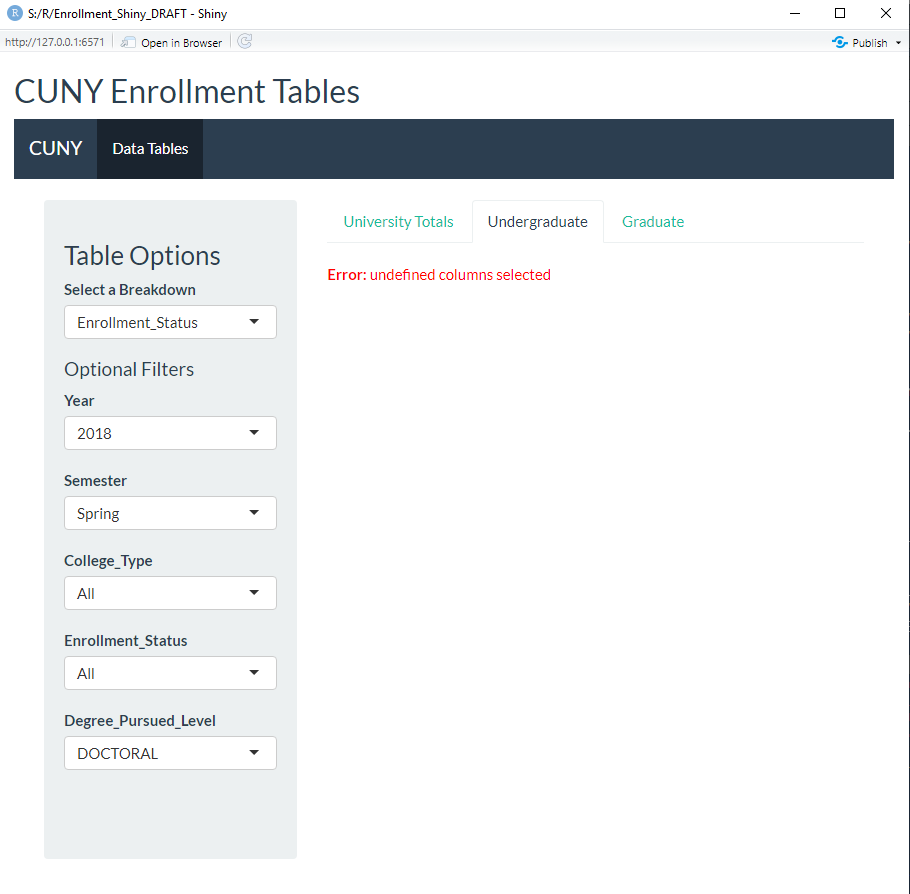 How To Print Alternative Text Instead Of Error Undefined Columns Selected Shiny Posit
