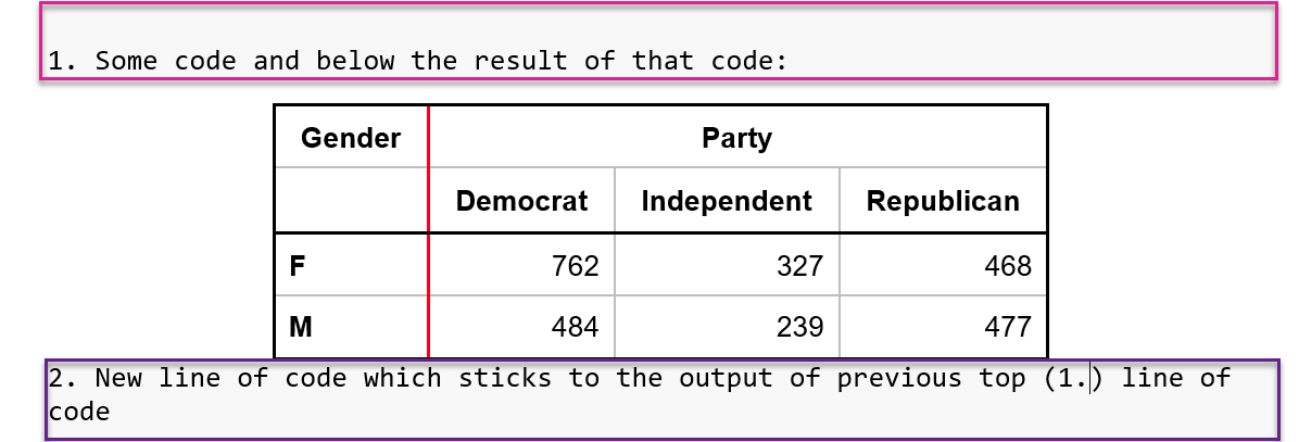 How to create a space (break) between output of code and next line when rendering to docx in ...
