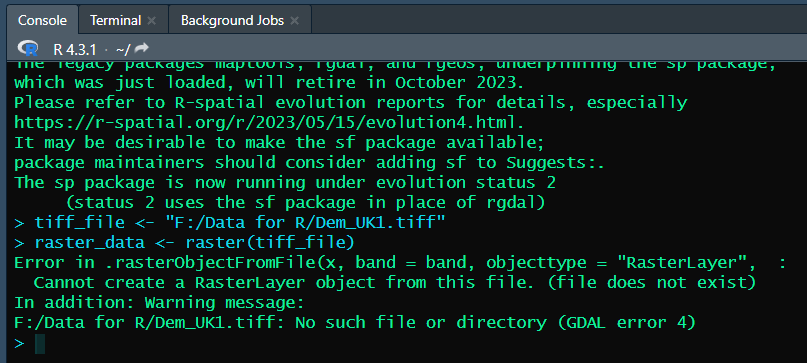 getting error while importing the raster image in R studio - General ... getting error while importing the raster image in R studio - General ...