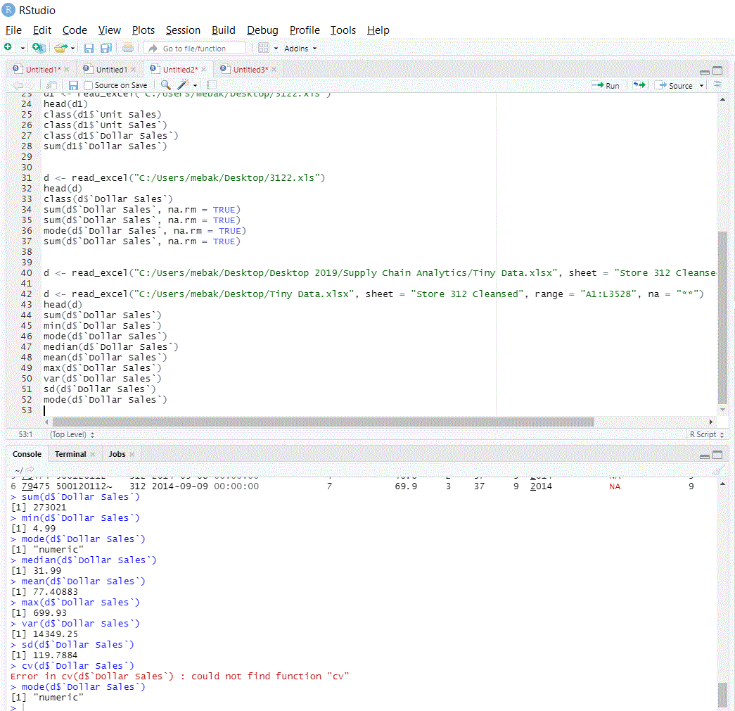 Making basic analysis (Characterize a distribution) to an excel sheet ...